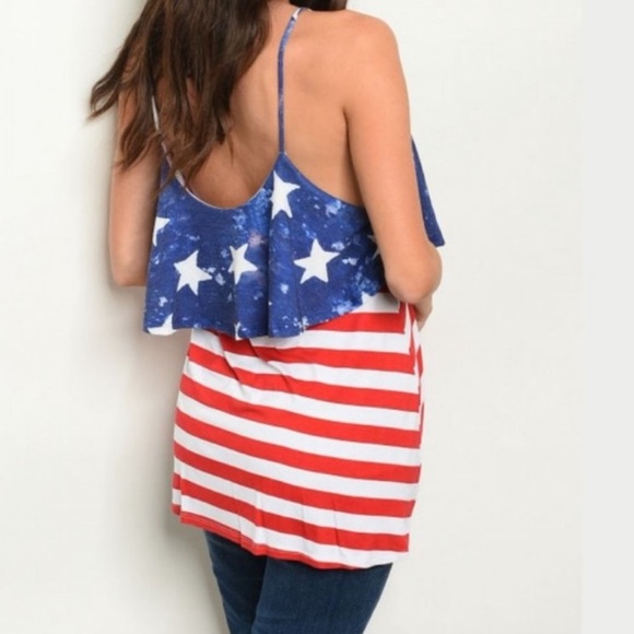 Fantastic Fawn | Tops | American Flag Patriotic July 4th Ruffle Tank ...